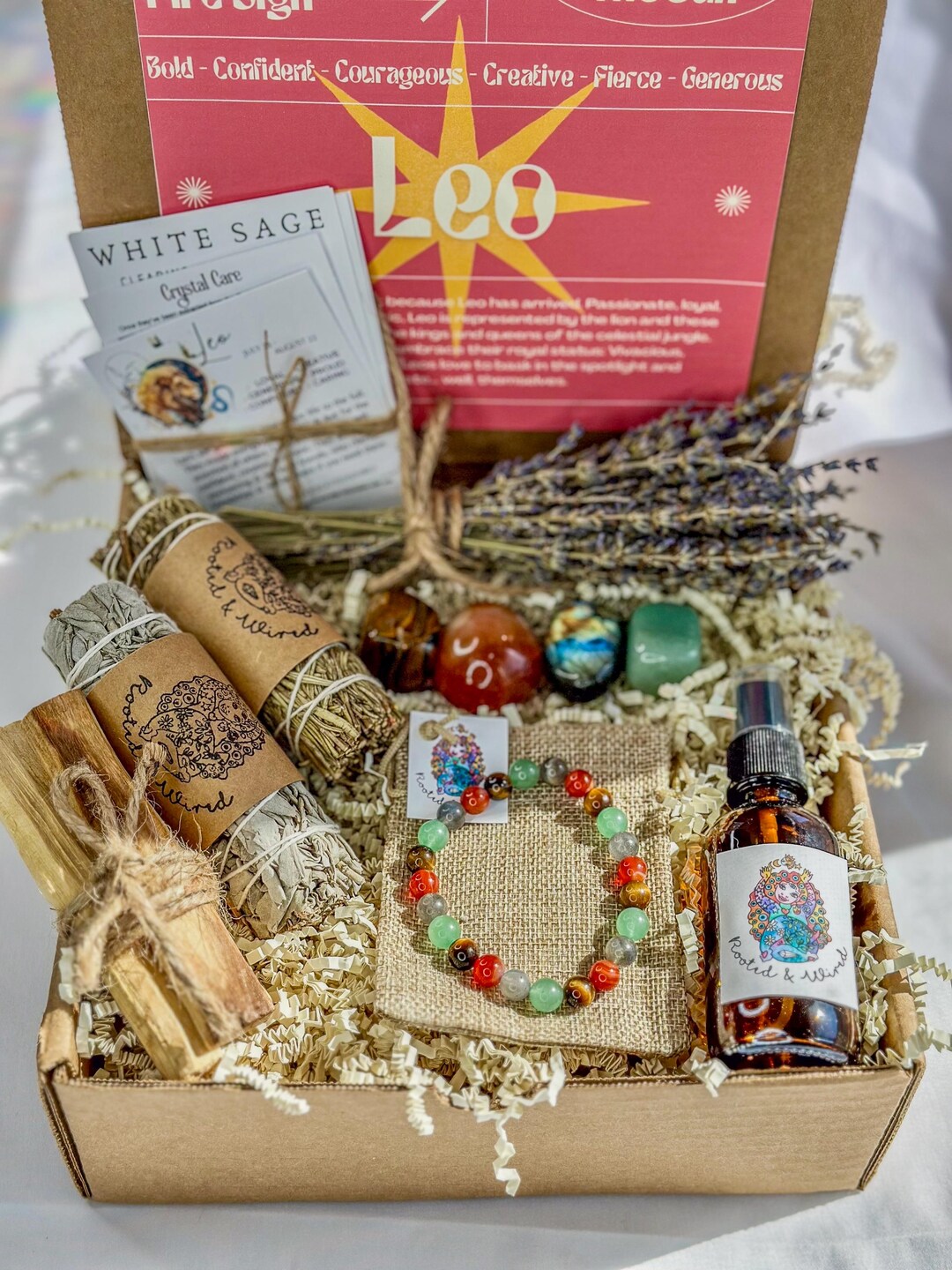 Leo Zodiac Kit, Leo Zodiac Gift Box, Astrology Gift, Leo Crystal Box ...