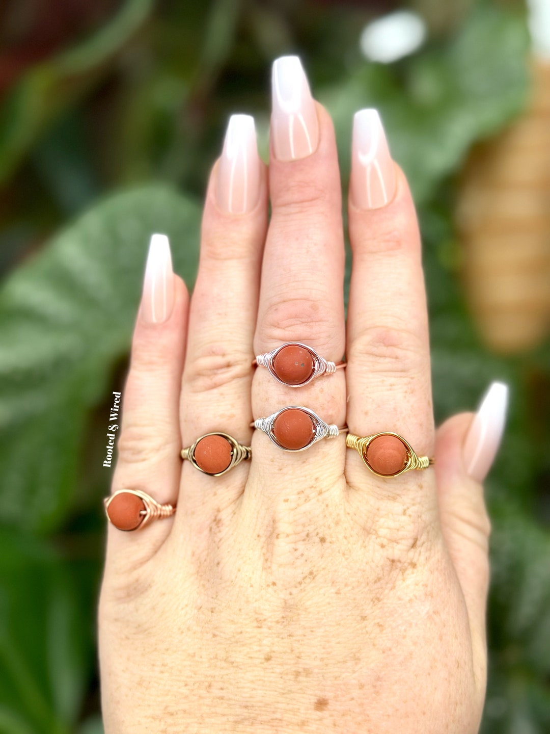 Mate Jasper Ring, Sterling Silver Jasper Ring, Genuine Jasper Ring, 14k ...