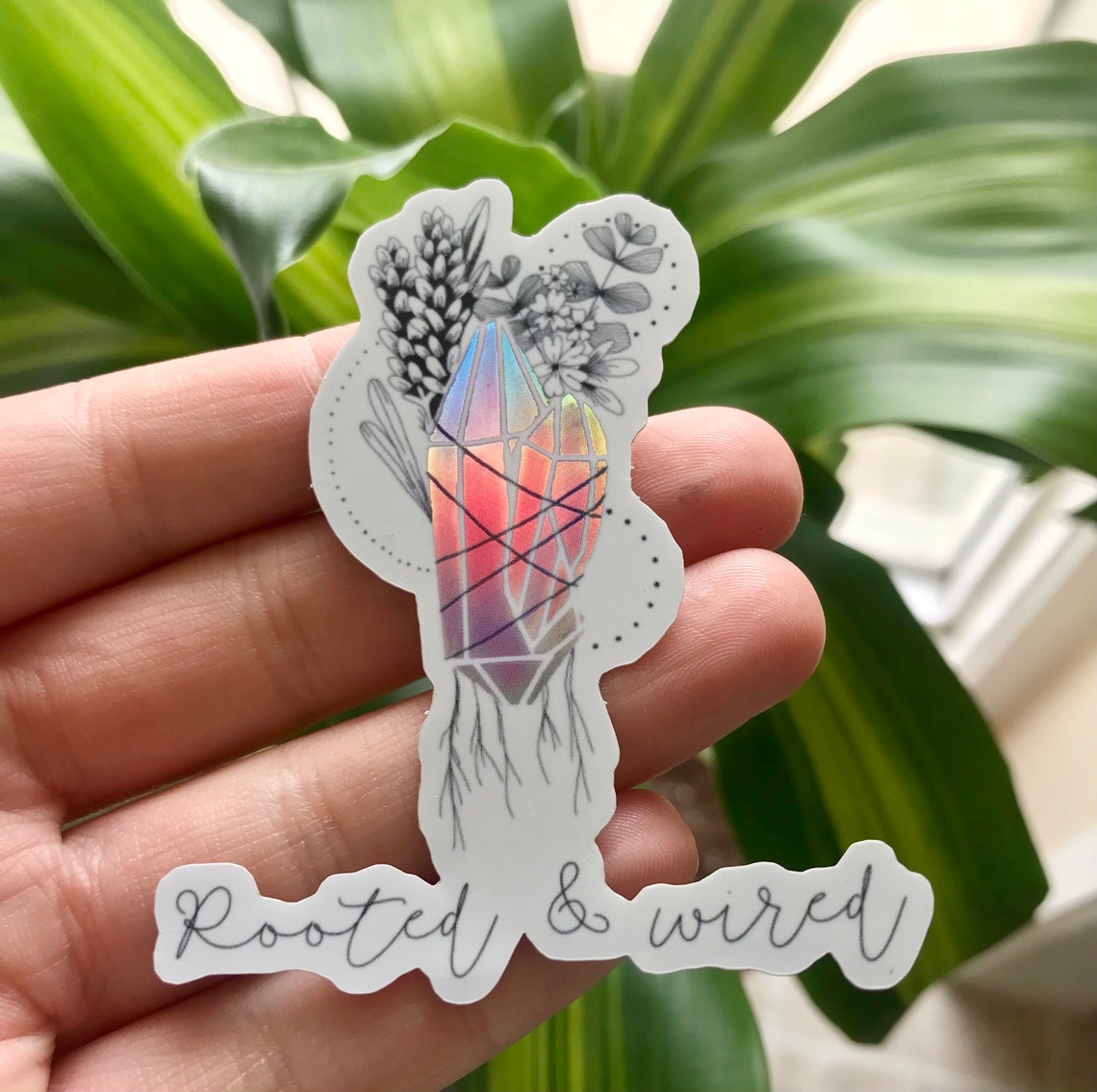 Rooted and Wired Sticker Iridescent Stickers Laptop - Etsy