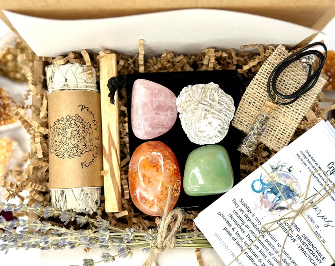 Taurus Zodiac Gift Box, Astrology Gift, Crystal Set, Zodiac Gift Box ...