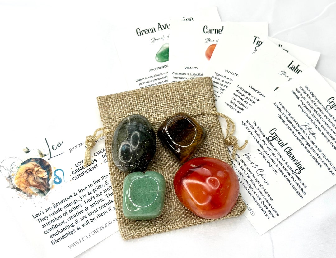 Leo Crystal Kit, Leo Zodiac Crystal Kit, Zodiac Crystals, Healing ...