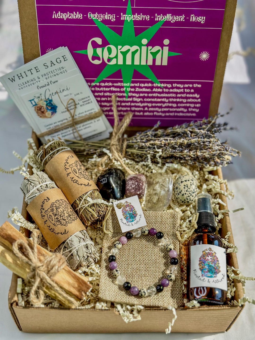 Gemini Zodiac Kit, Astrology Gift Box, Crystal Kit, Birthday Gift Box ...