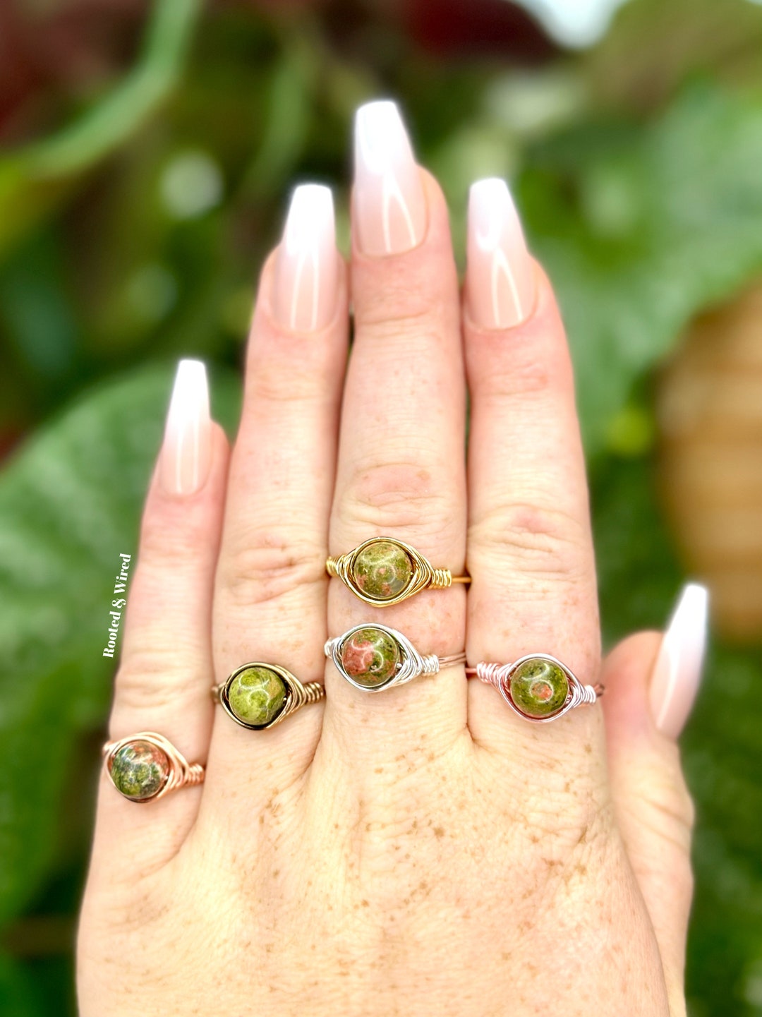 Unakite Ring, Sterling Silver Unakite Ring, Genuine Unakite Ring, 14k ...