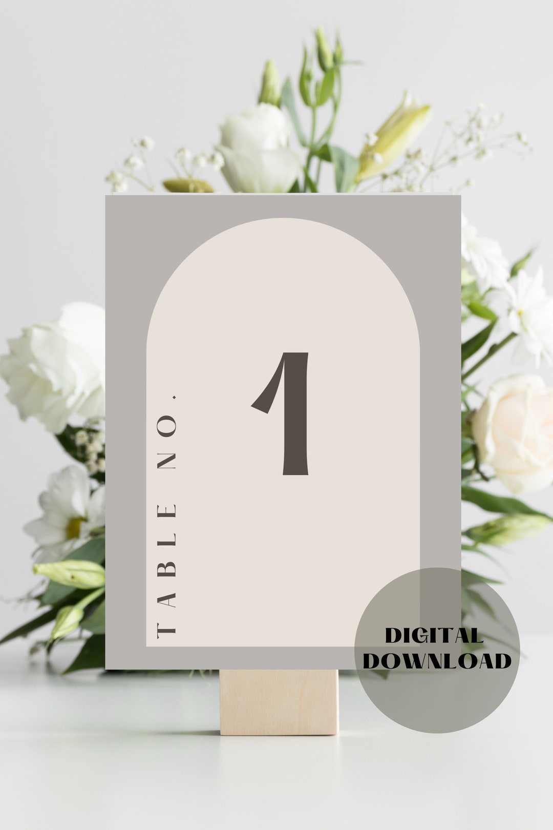 Table Number Template, Neutral Arch Table Numbers Template, Instant ...