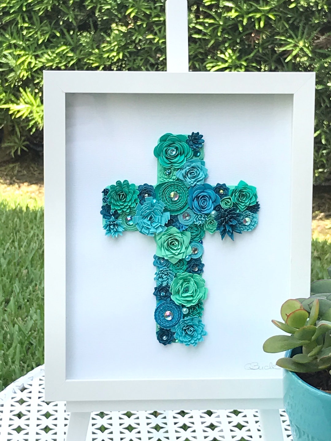 Paper Flower Cross Shadow Box Wall Art 8 X 10 Wall Decor - Etsy