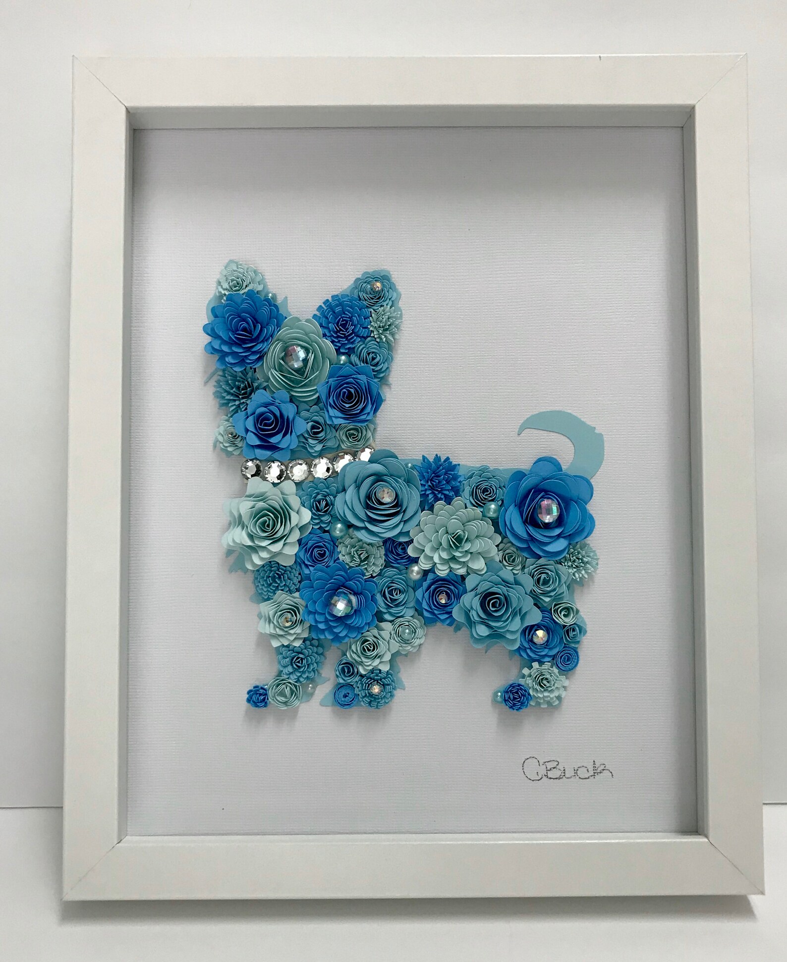 Terrier - Paper Flower Animals - Dog |shadow Box - Wall Art | 8” X 10 ...
