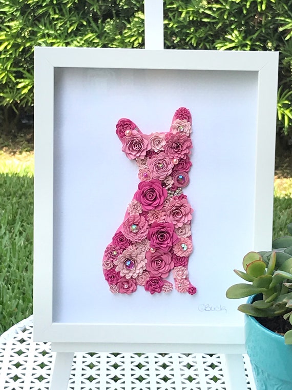 Frenchie Paper Flower Animals French Bulldog Shadow Box - Etsy