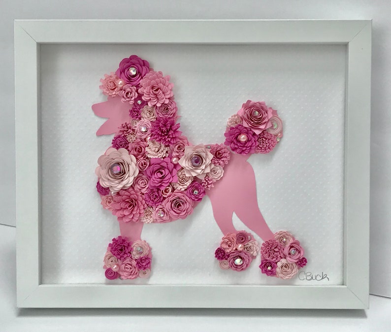 Poodle Paper Flower Shadow Box – Handmade Dog Wall Art - Etsy