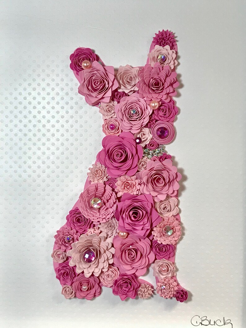 French Bulldog Paper Flower Shadow Box – Handmade Animal Wall Art - Etsy