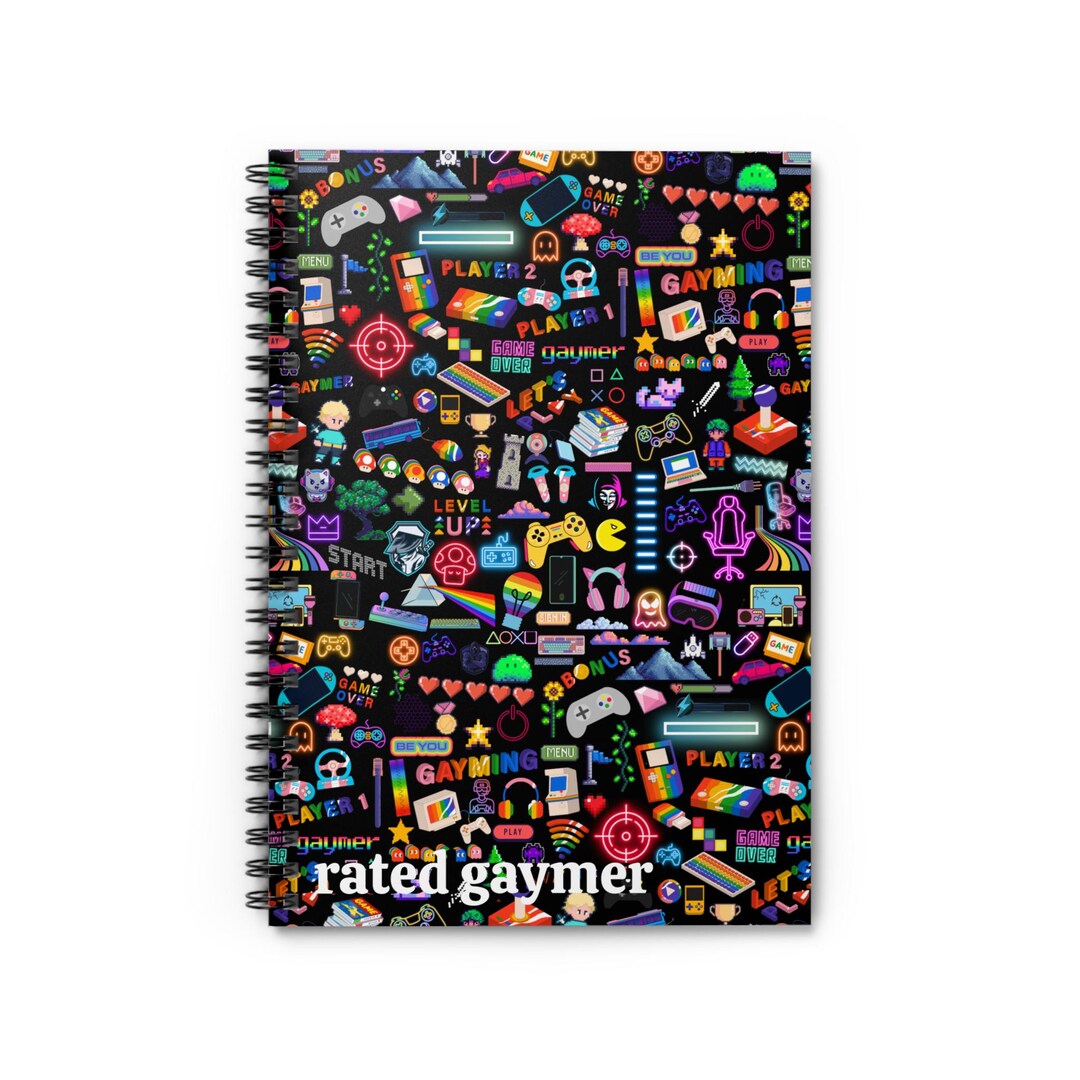 Gaymer Collage Spiral Notebook LGBTQ Rainbow Gaming Pixel Art, Icons ...