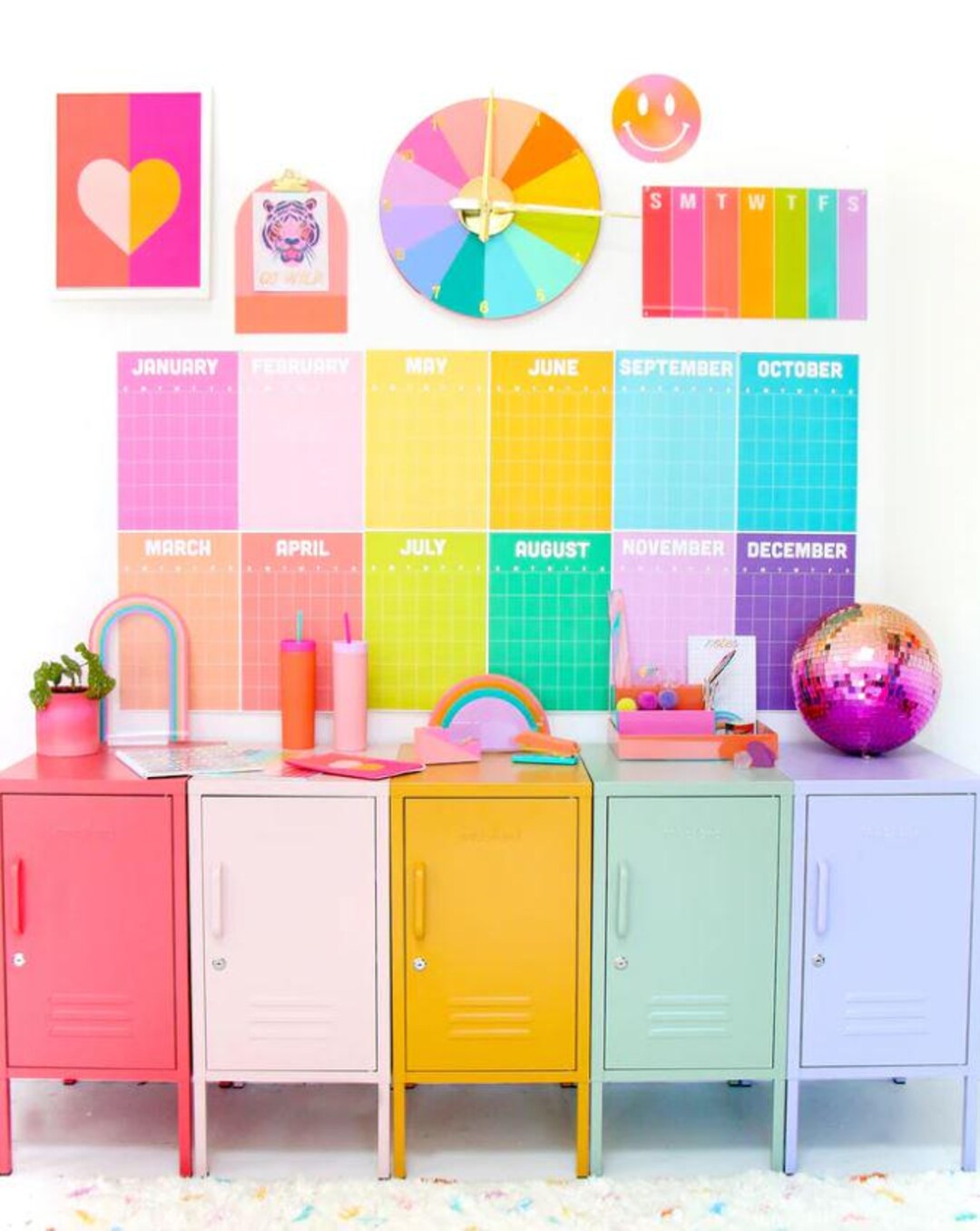 Rainbow Wall Calendar | Girly Office Calendar | Color Pop - Etsy