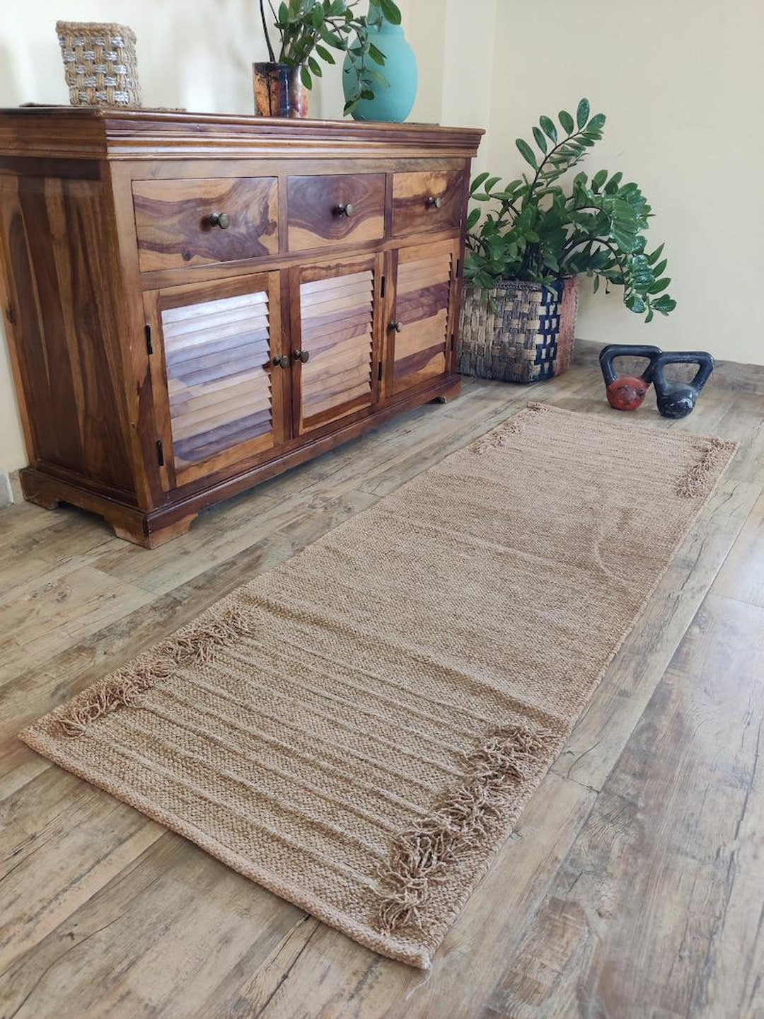 Organic Cotton Yoga Rug Mat - Khaki off White Handmade and Handloomed ...