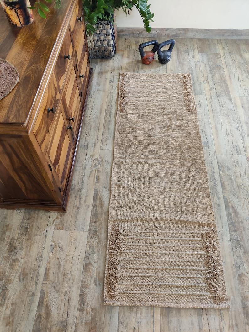 Organic Cotton Yoga Rug Mat - Khaki off White Handmade and Handloomed ...