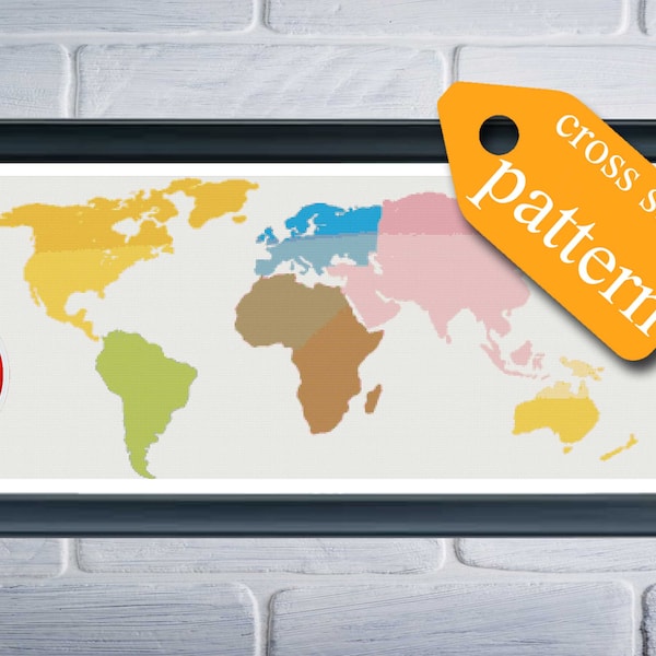 World Map Cross Stitch Pattern - Etsy