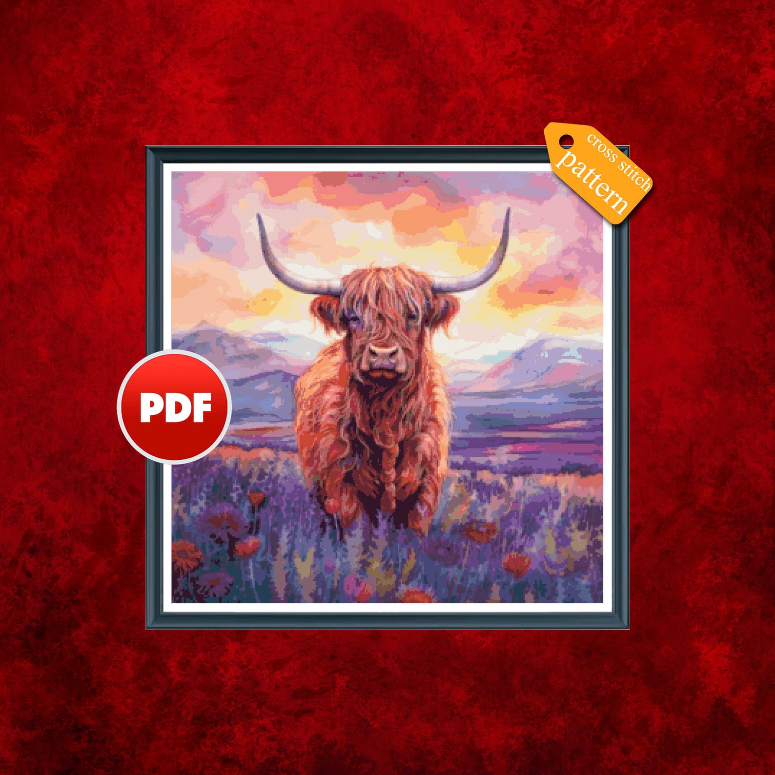 PDF Cow Cross Stitch Pattern Angus Cross Stitch Pattern Farm Animal ...