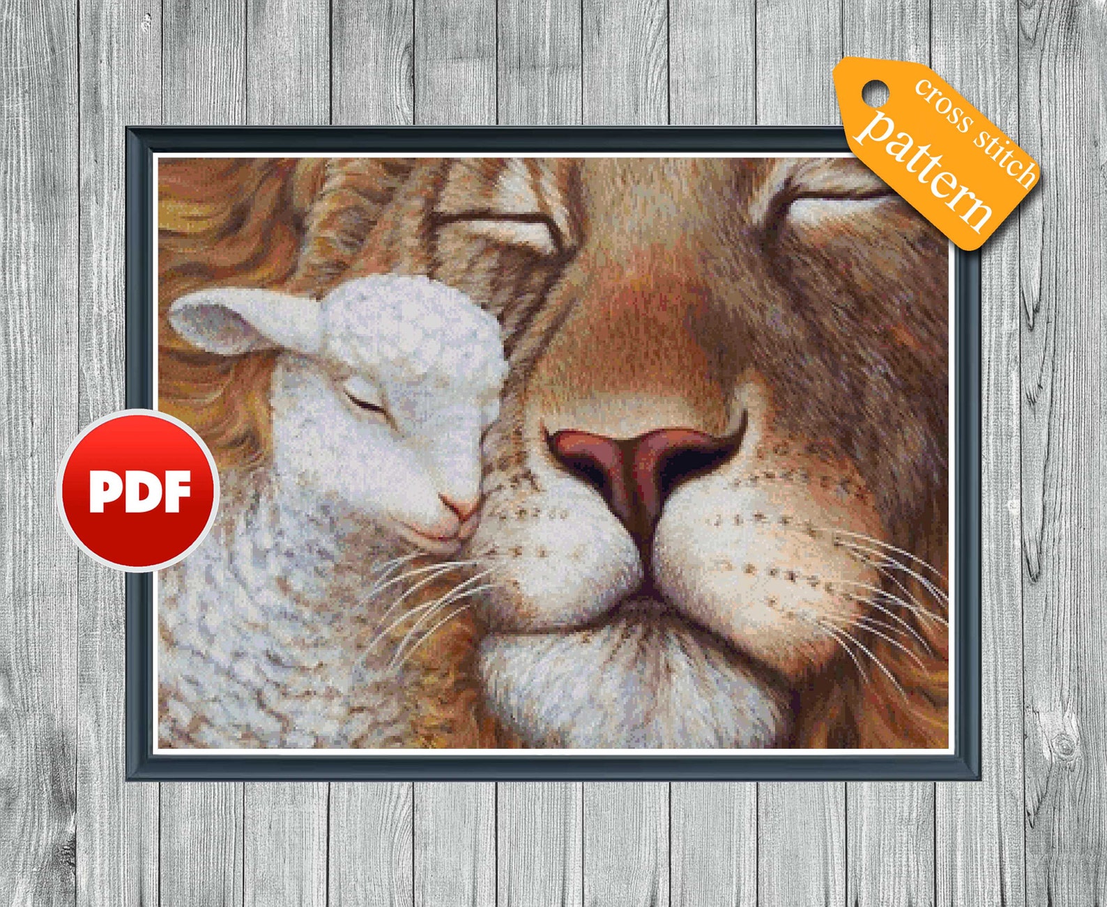 PDF Lion and the Lamb Stitch Pattern Lion Cross Stitch Pattern - Etsy