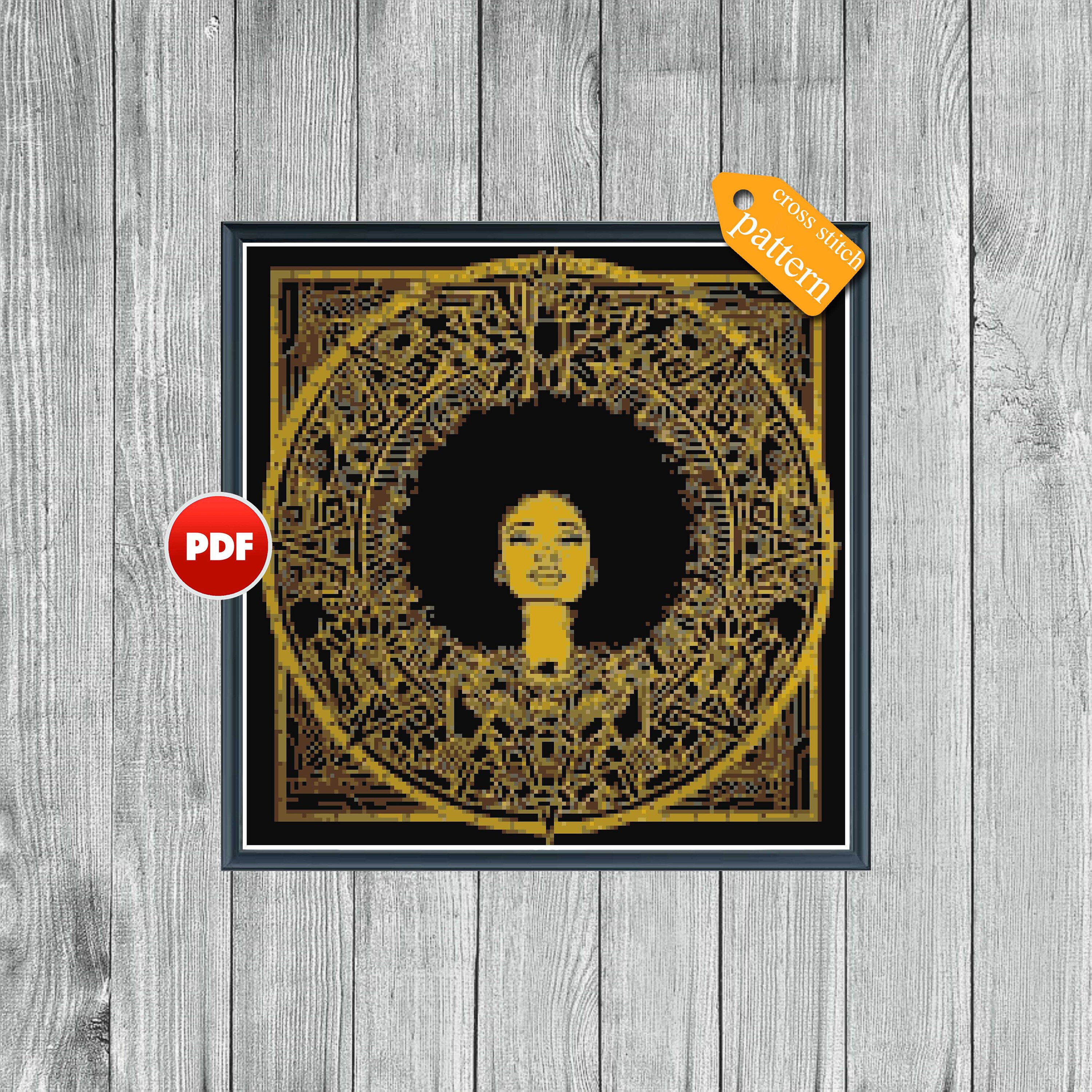 PDF Golden Sigil Cross Stitch Pattern African Woman Cross Stitch Native ...
