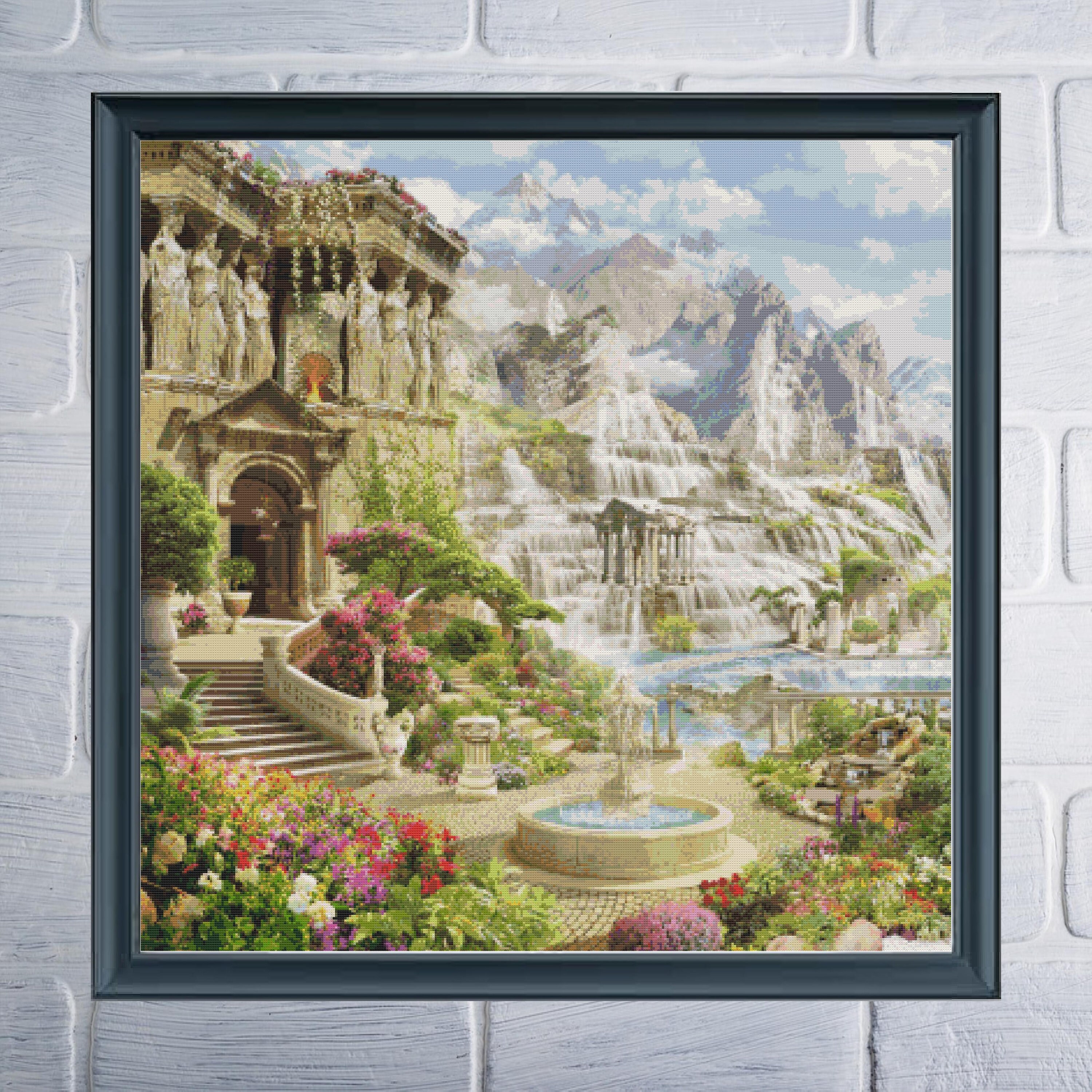 PDF Temple Garden Cross Stitch Pattern Nature Pattern Scenery Ocean ...