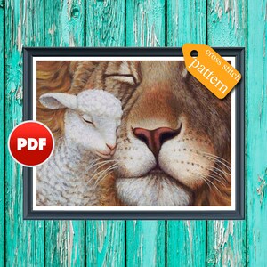 PDF Lion and the Lamb Stitch Pattern Lion Cross Stitch Pattern Lamb ...