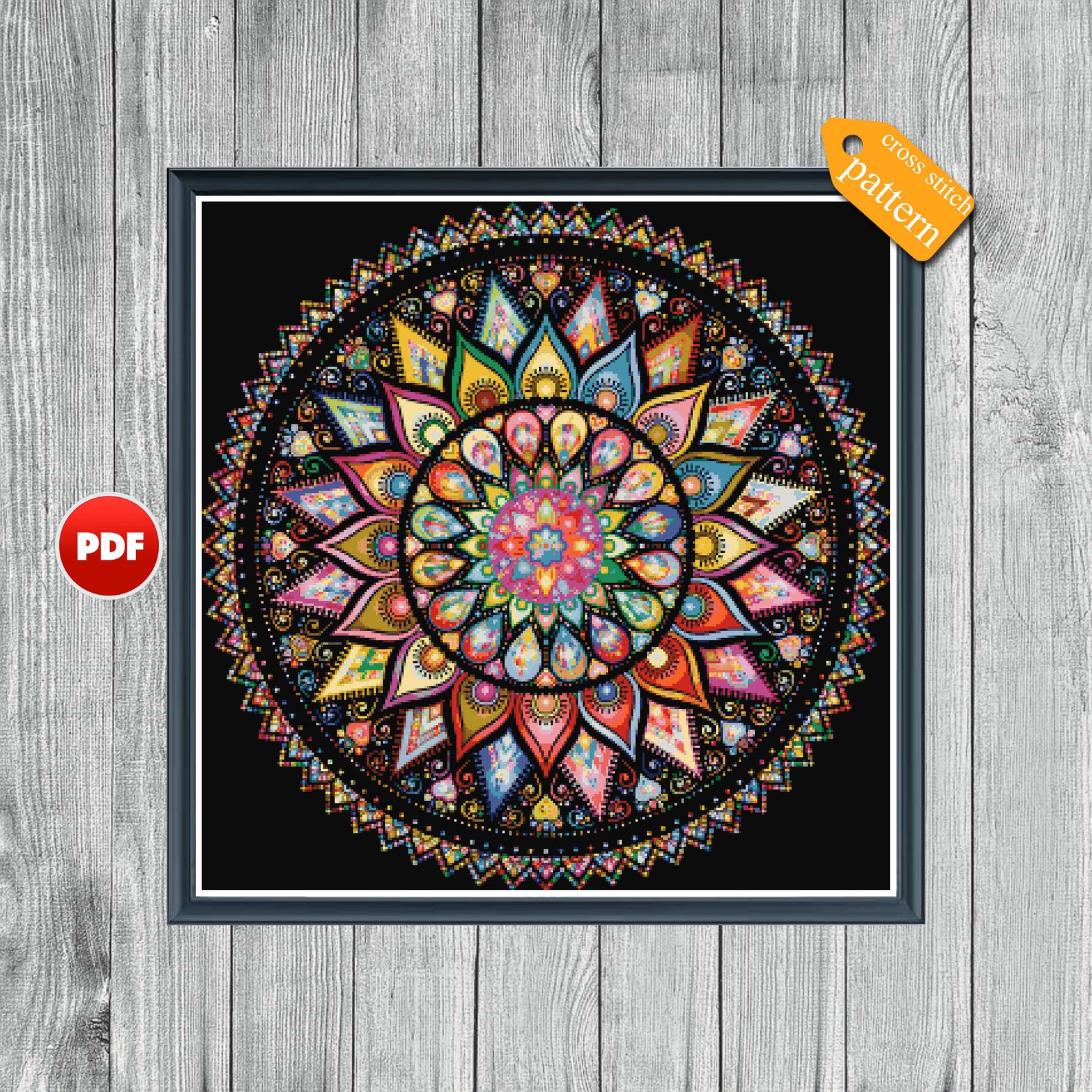 PDF Mandala Flower Cross Stitch Pattern Modern Mandala Cross Stitch ...
