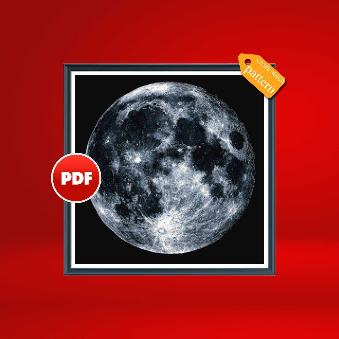 PDF Moon Cross Stitch Pattern Full Moon Cross Stitch Pattern Moon Art ...