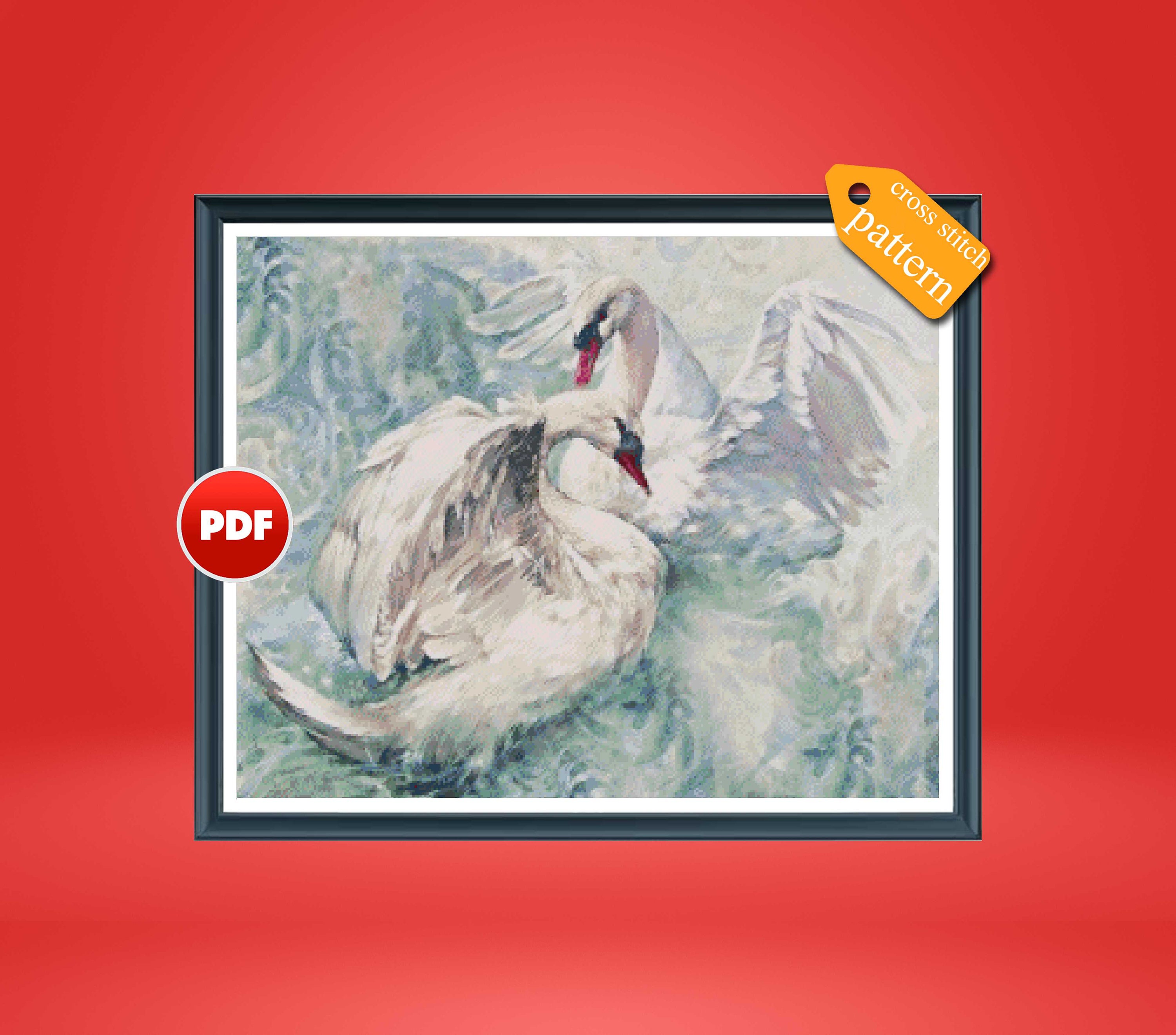 PDF Swan Cross Stitch Pattern Swans Cross Stitch Pattern Swan PDF Chart Full Coverage Cross ...
