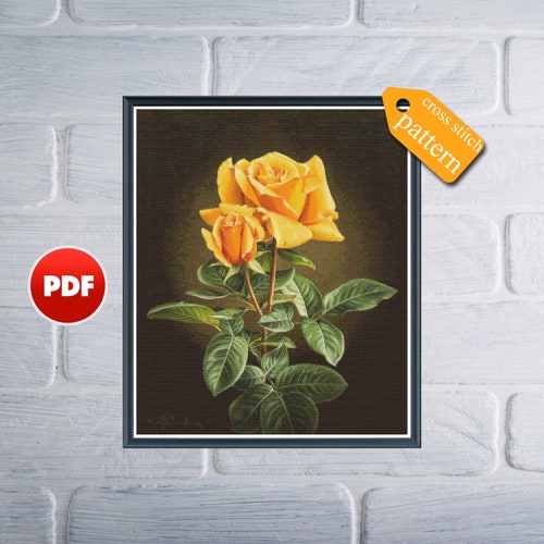 Yellow Rose Cross Stitch Pattern - Etsy
