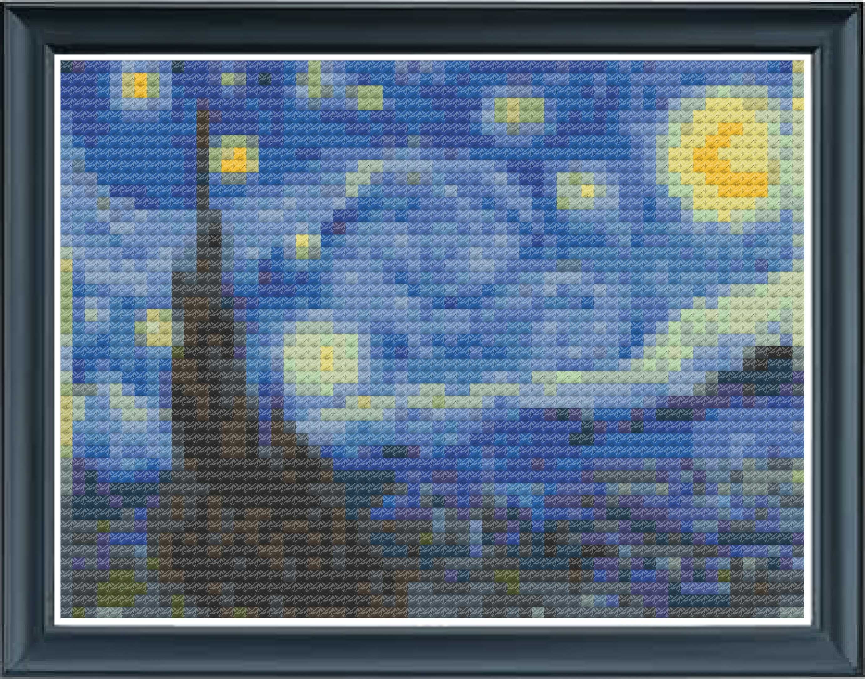 PDF Mini Starry Night Cross Stitch Pattern Vincent Van Gogh Painting ...