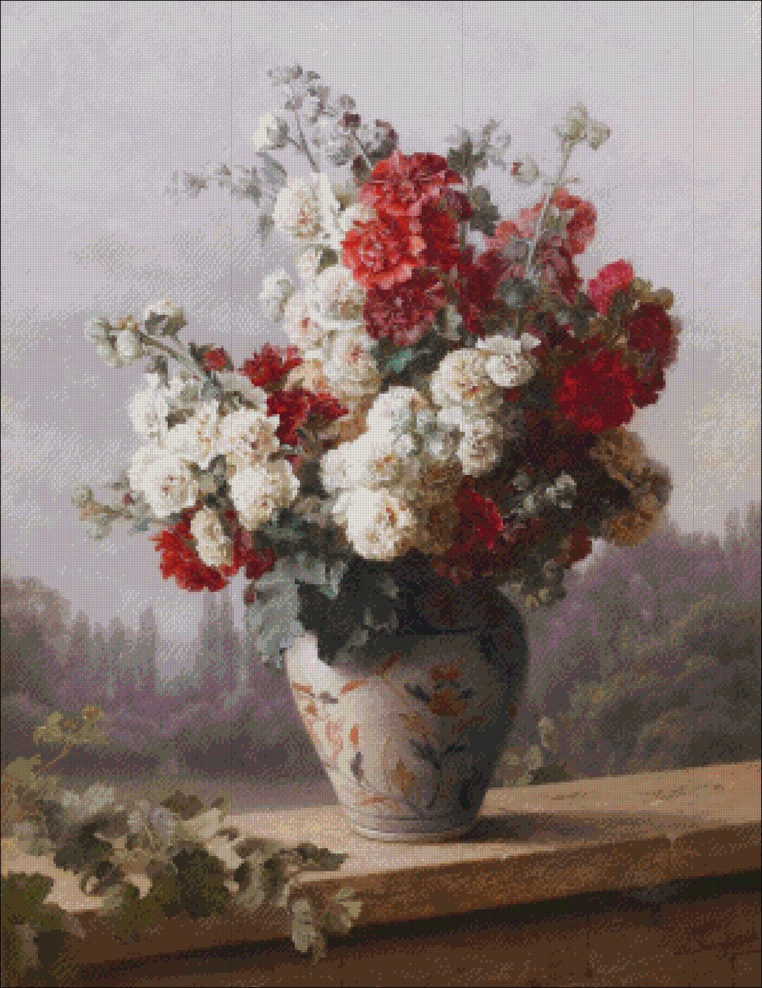 Peonies in Vase Cécile Augustine Bougourd Still Life Counted Cross ...