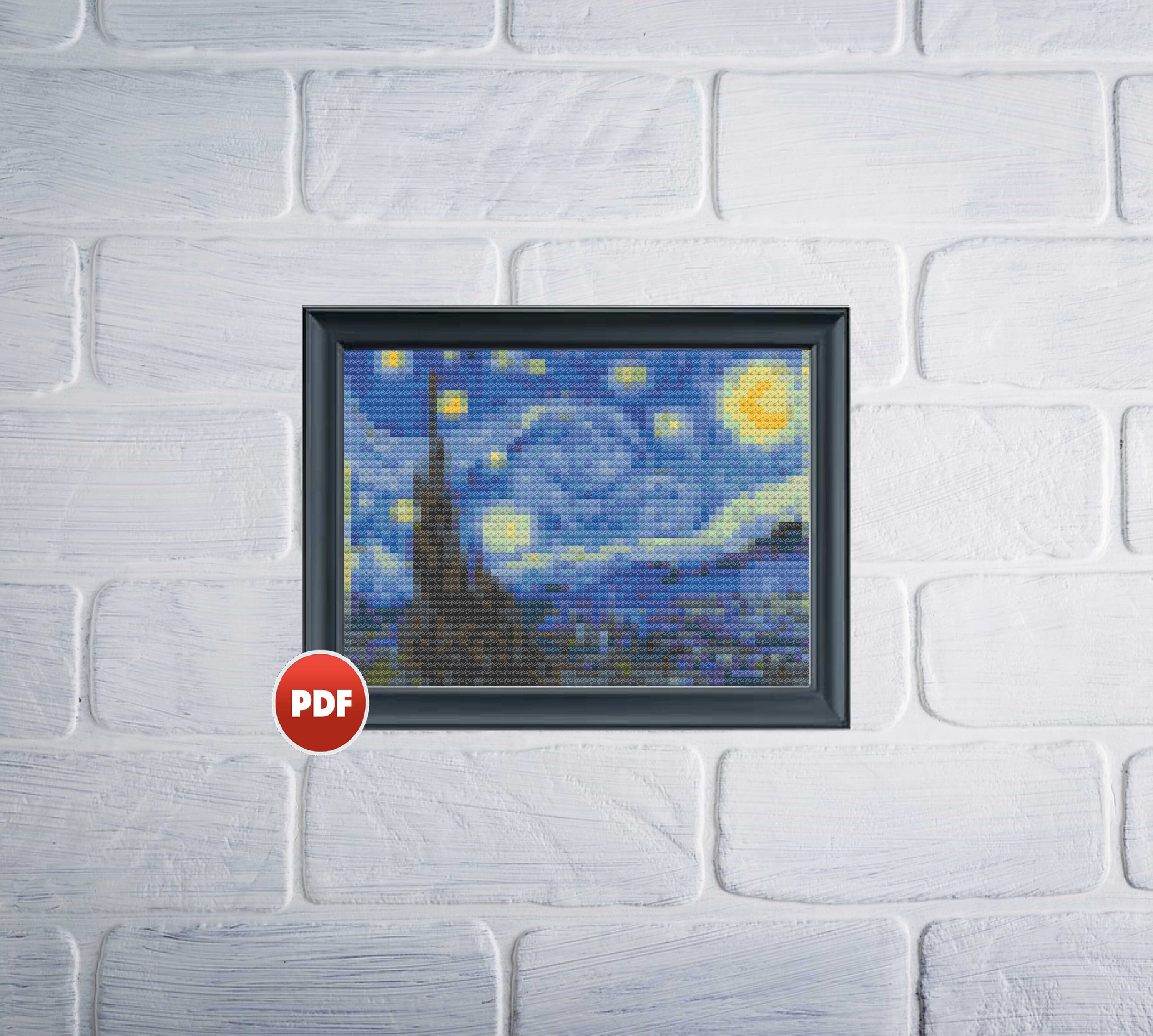 PDF Mini Starry Night Cross Stitch Pattern Vincent Van Gogh Painting ...