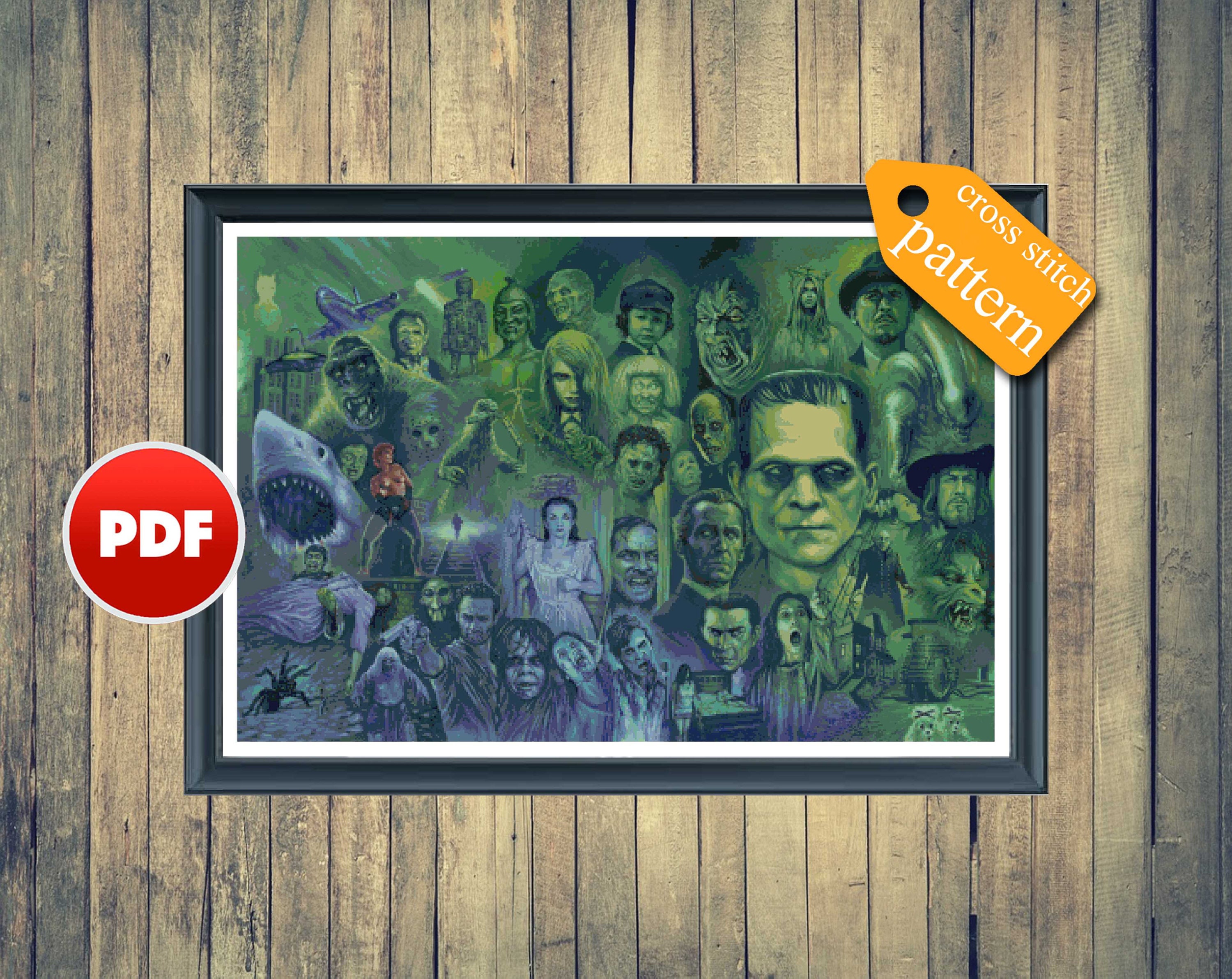 PDF Monsters and Villains Cross Stitch Pattern History of Horror Cross ...