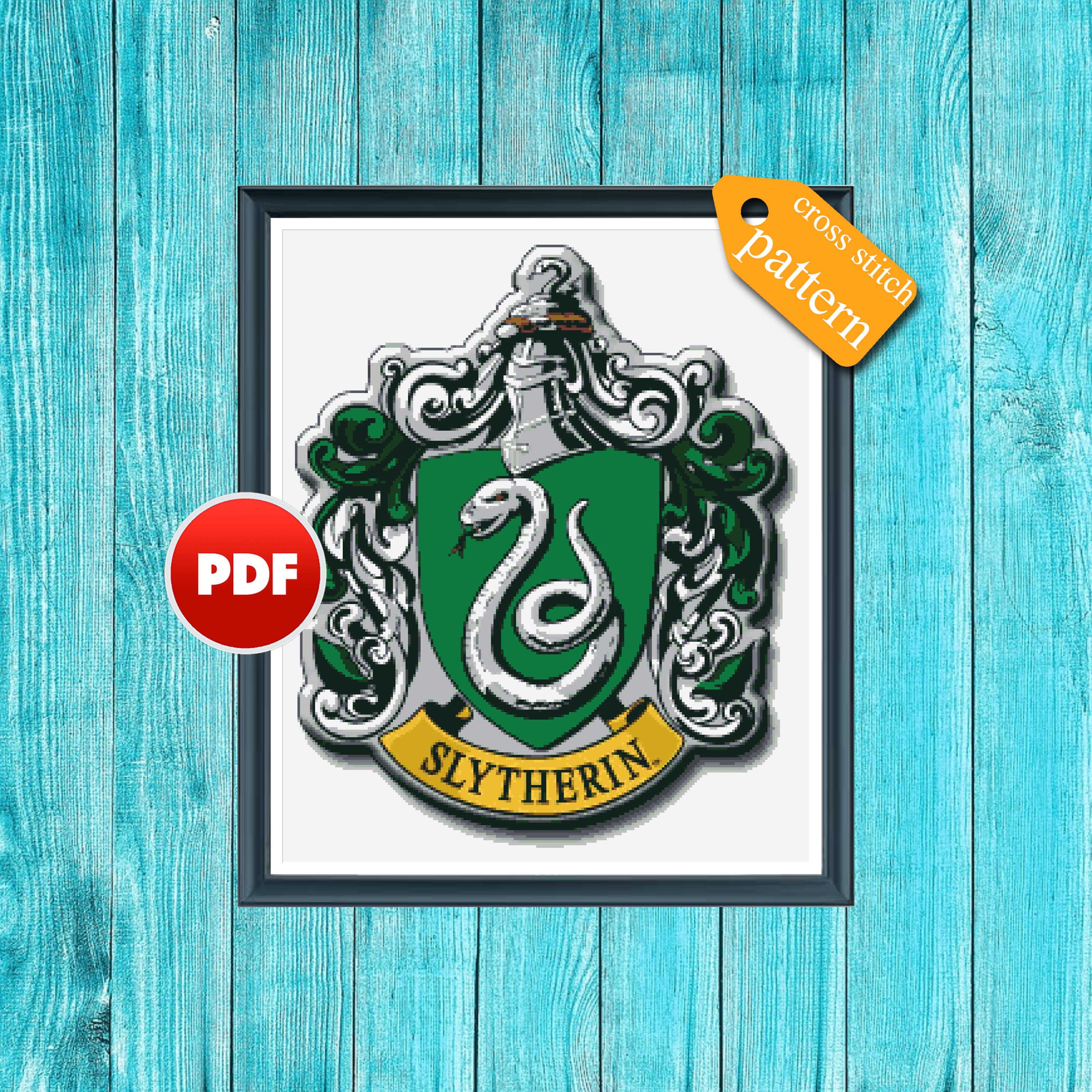 Slytherin Cross Stitch Pattern, Stained Glass Cross Stitch, Slytherin ...