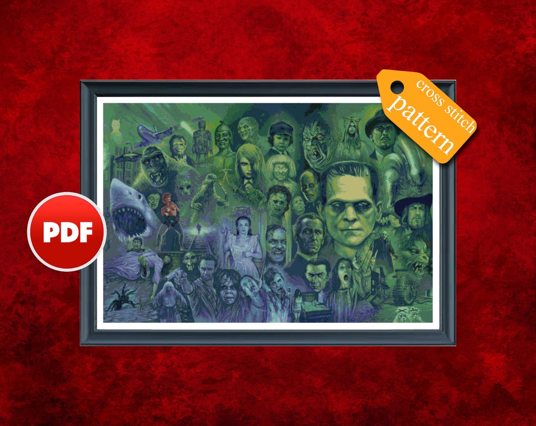 PDF Monsters and Villains Cross Stitch Pattern History of Horror Cross ...