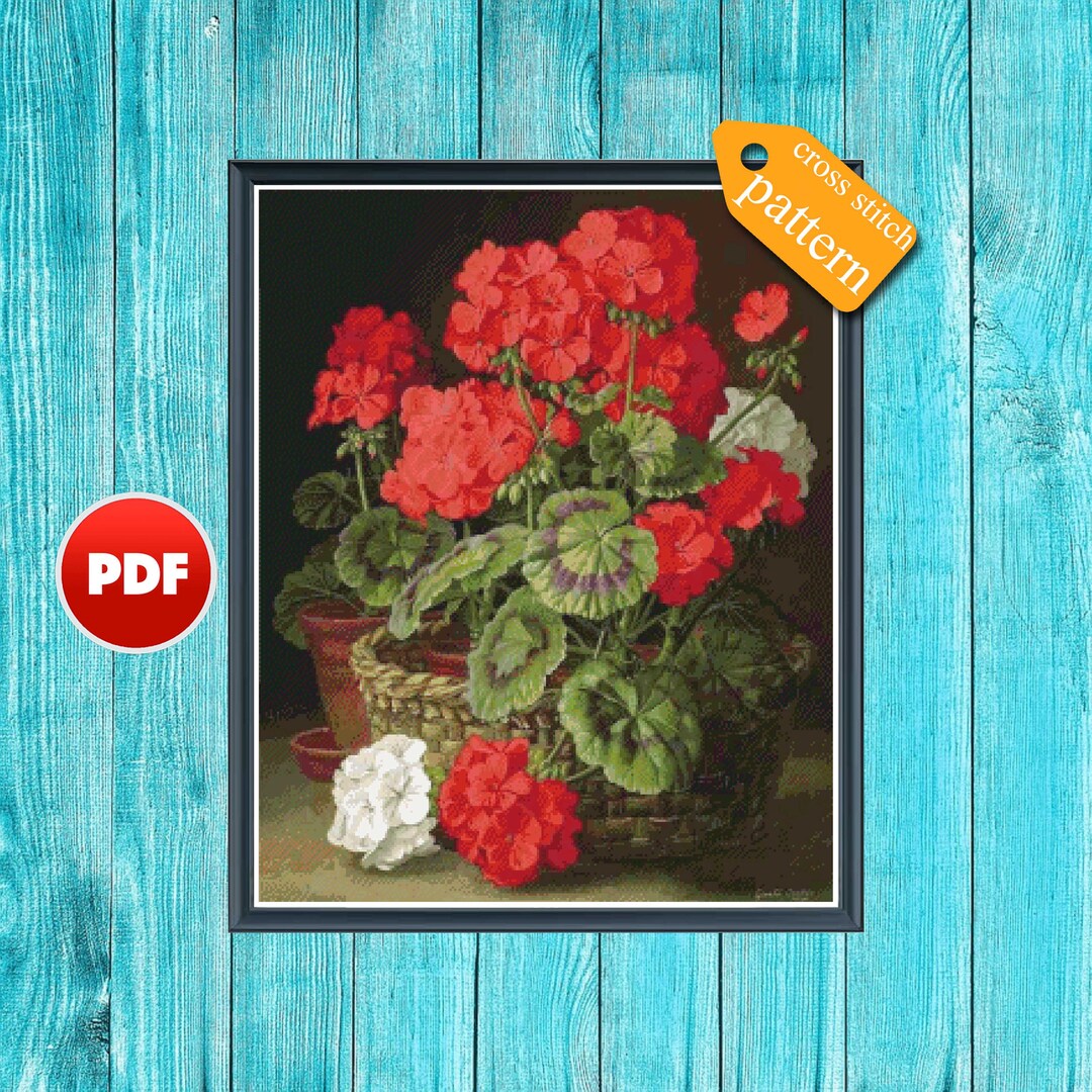 Scented Geraniums Cross Stitch Pattern Still Life Cross Stitch - Etsy