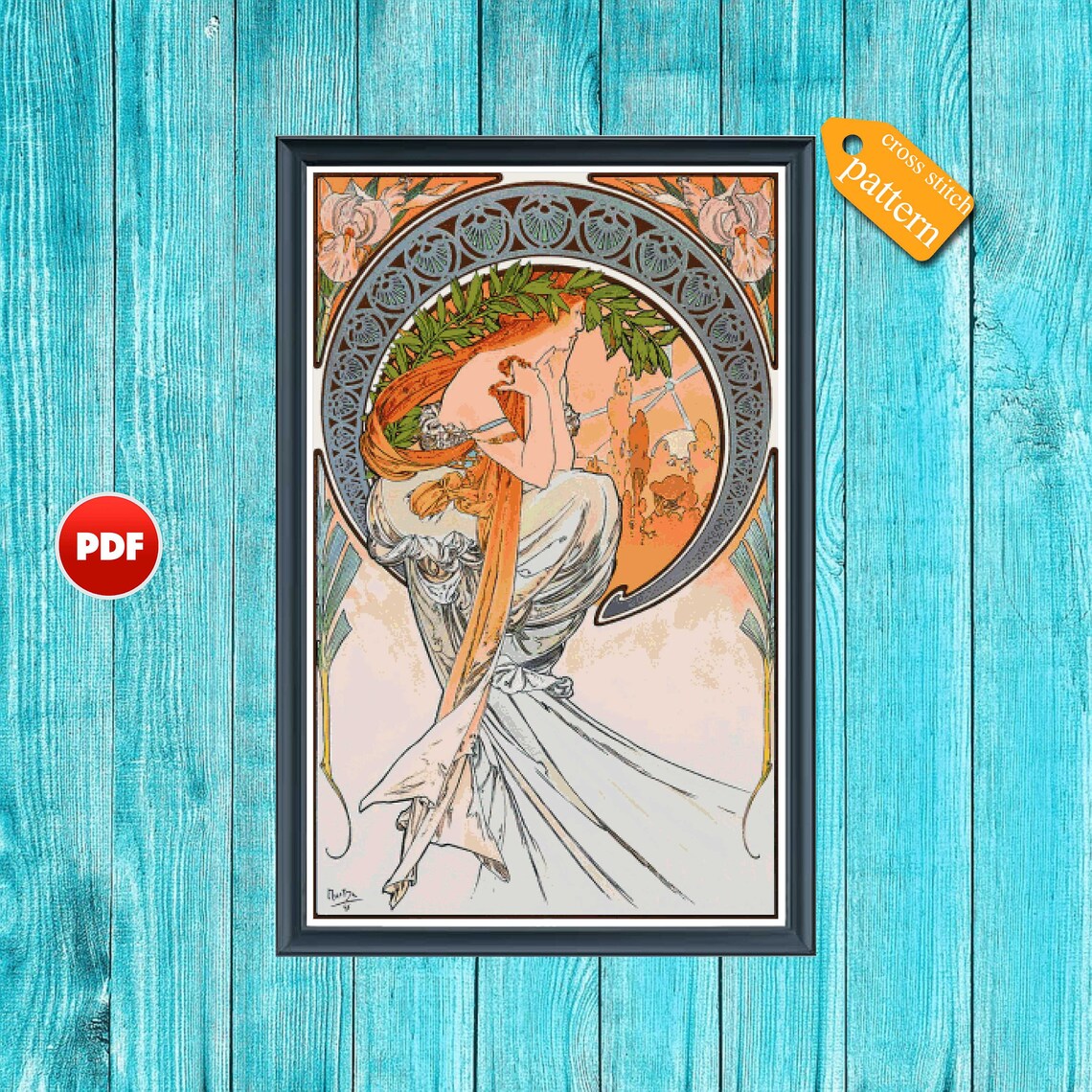 PDF Poetry Alphonse Mucha Cross Stitch Pattern Art Nouveau - Etsy