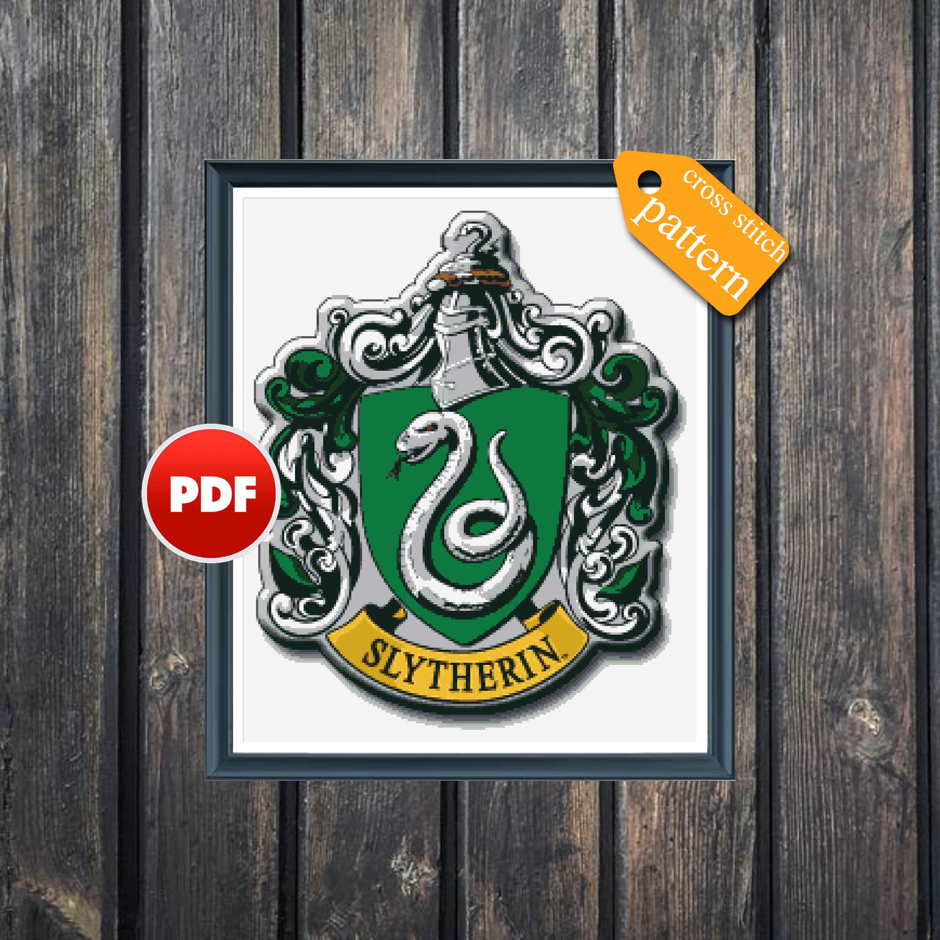 Slytherin Cross Stitch Pattern, Stained Glass Cross Stitch, Slytherin ...