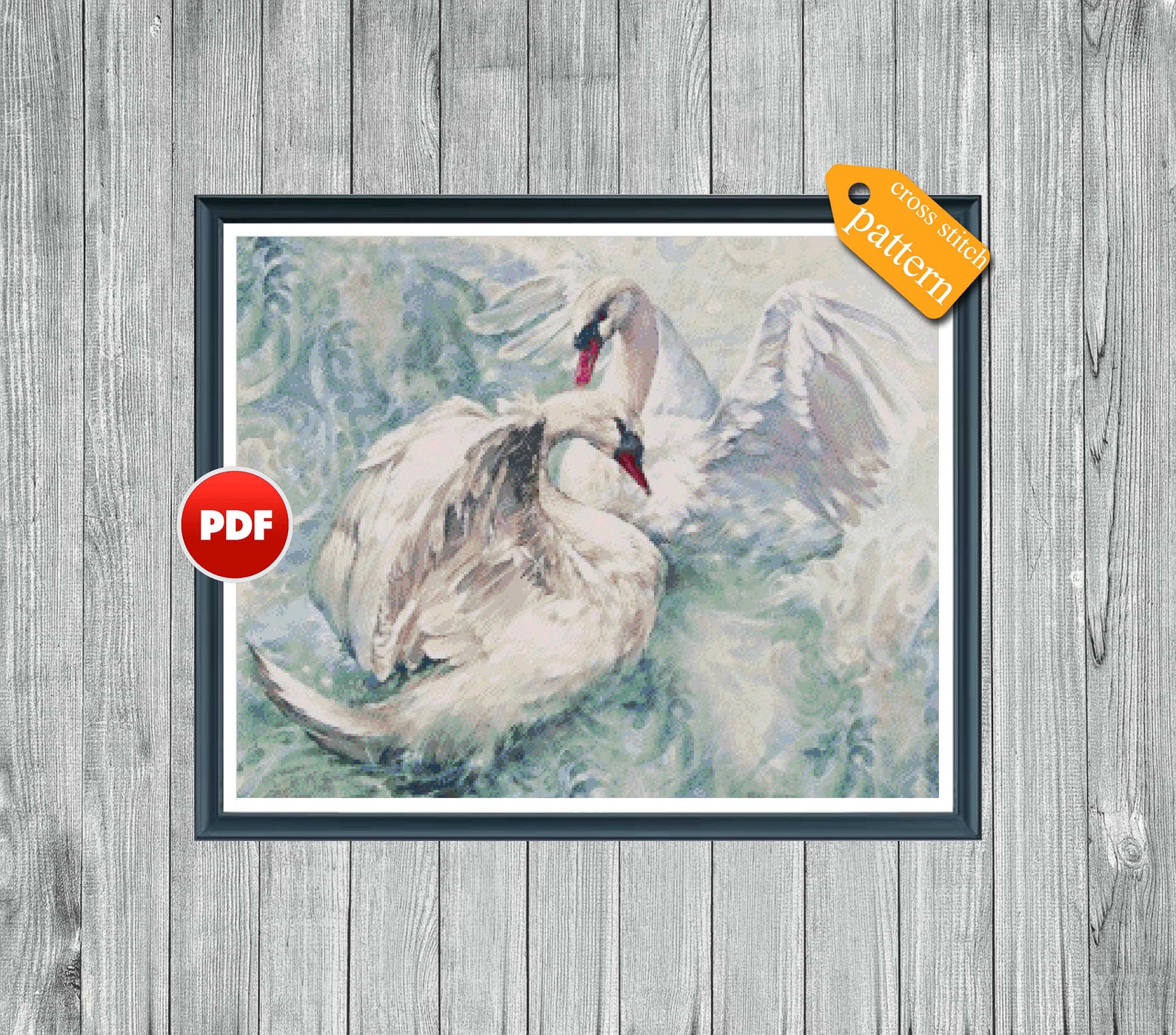 PDF Swan Cross Stitch Pattern Swans Cross Stitch Pattern Swan PDF Chart ...