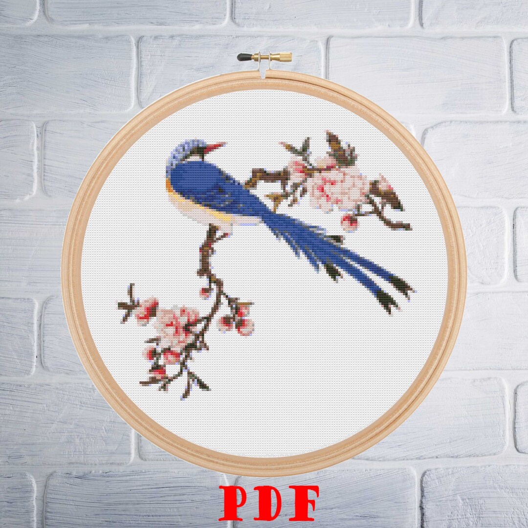 PDF Blue Bird Cross Stitch Pattern Woodpecker Cross Stitch Pattern Wild ...