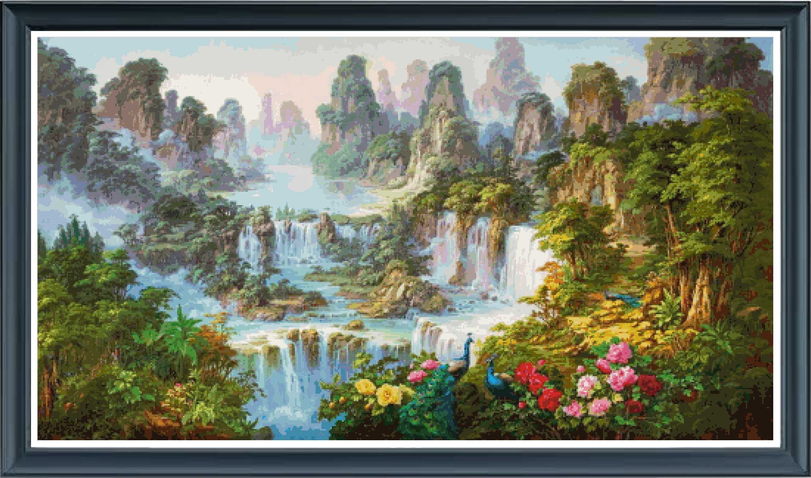 PDF Valley of the Waterfalls Cross Stitch Pattern Nature - Etsy