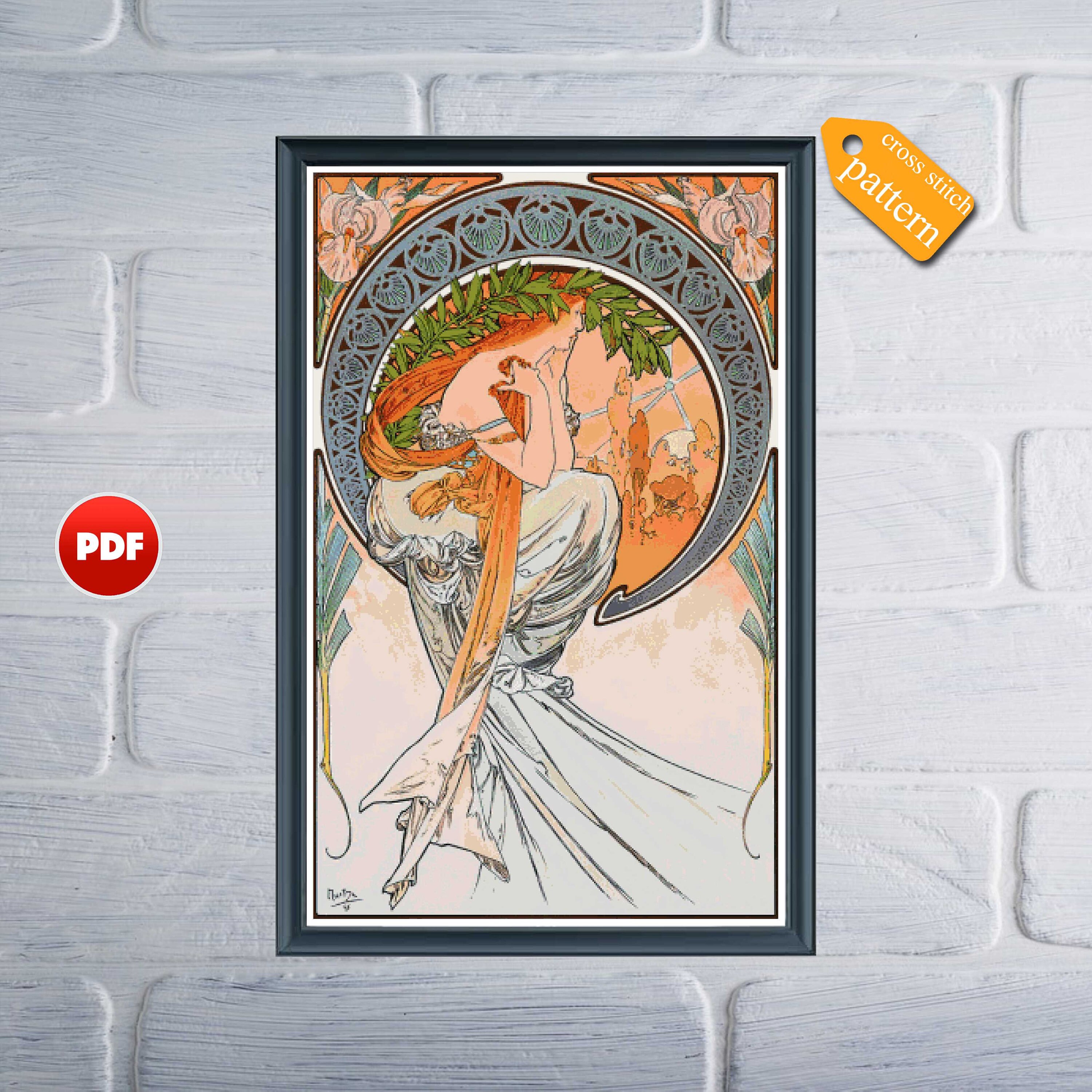 PDF Poetry Alphonse Mucha Cross Stitch Pattern Art Nouveau - Etsy