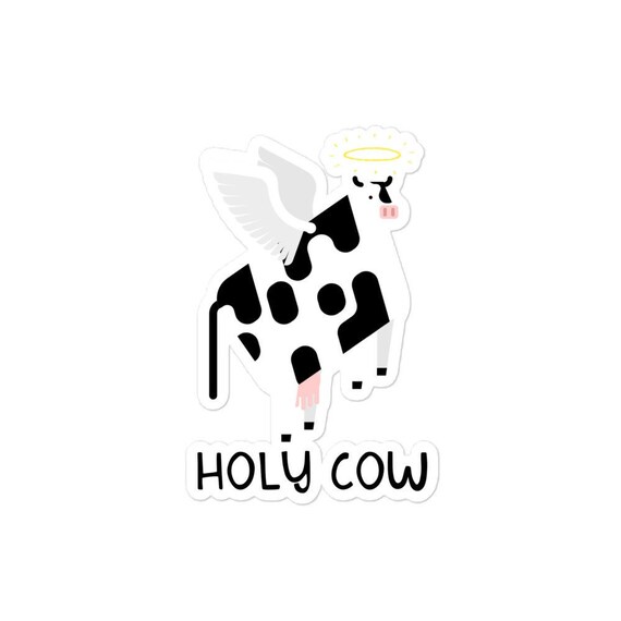 Holy Cow Sticker Fat Cat Productions Cute Cow Angel Cow | Etsy