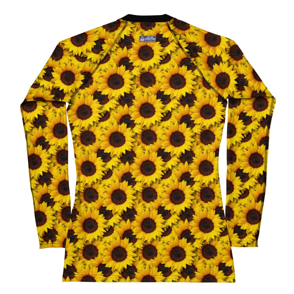 Here Comes the Sun Rash Guard - Fat Cat - Sunflower Rash Guard - Flower ...