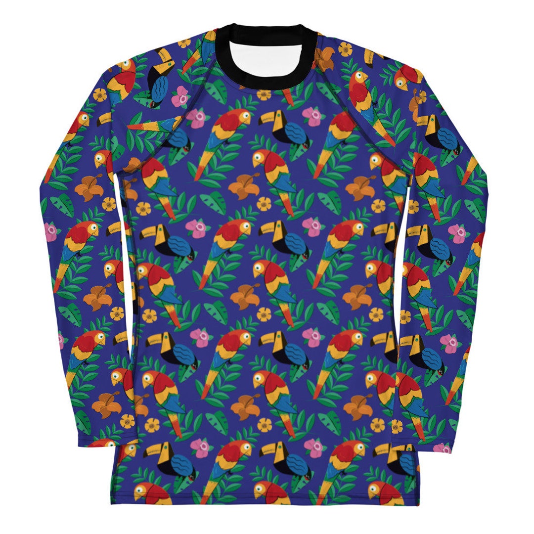 Birds of a Feather Rash Guard - Fat Cat - Parrot Rashie Shirt - Jungle ...