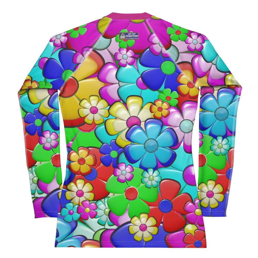 Flower Power Rash Guard- Floral Rash Guard - Groovy - 70's Shirt ...