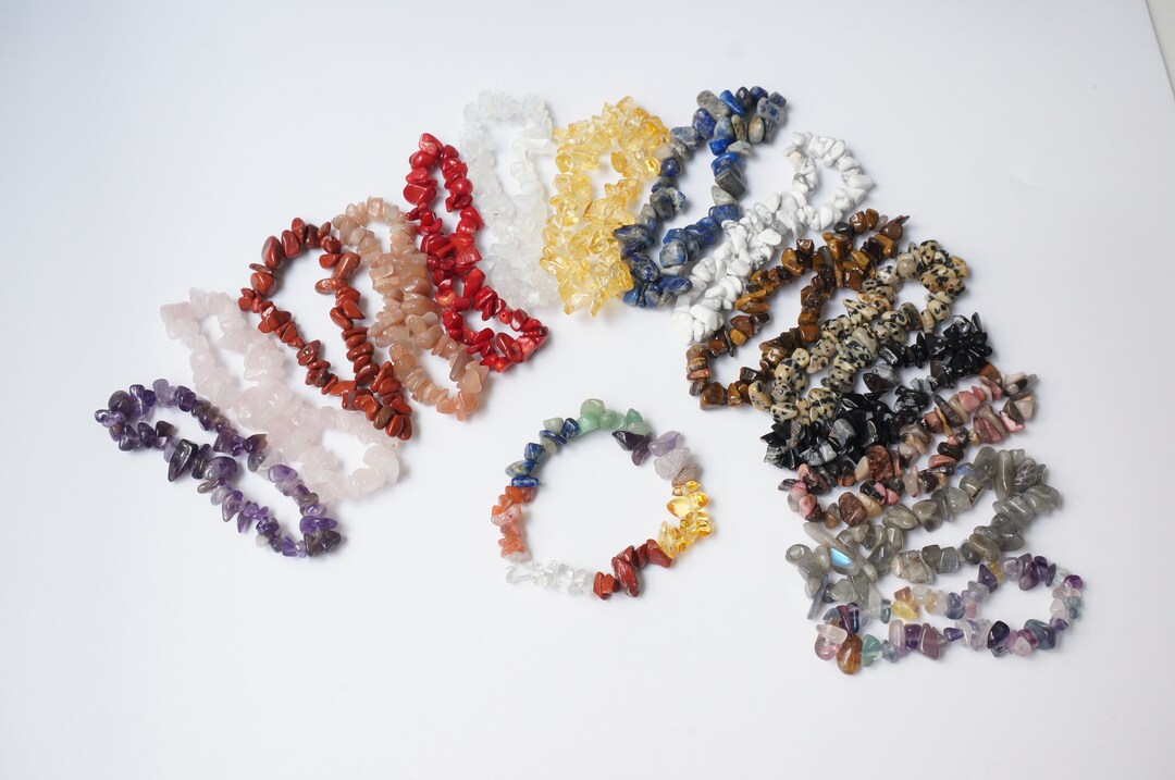 120pcs Crystal Stone Chip Bracelets Bulk Wholesale Gemstone Amethyst ...