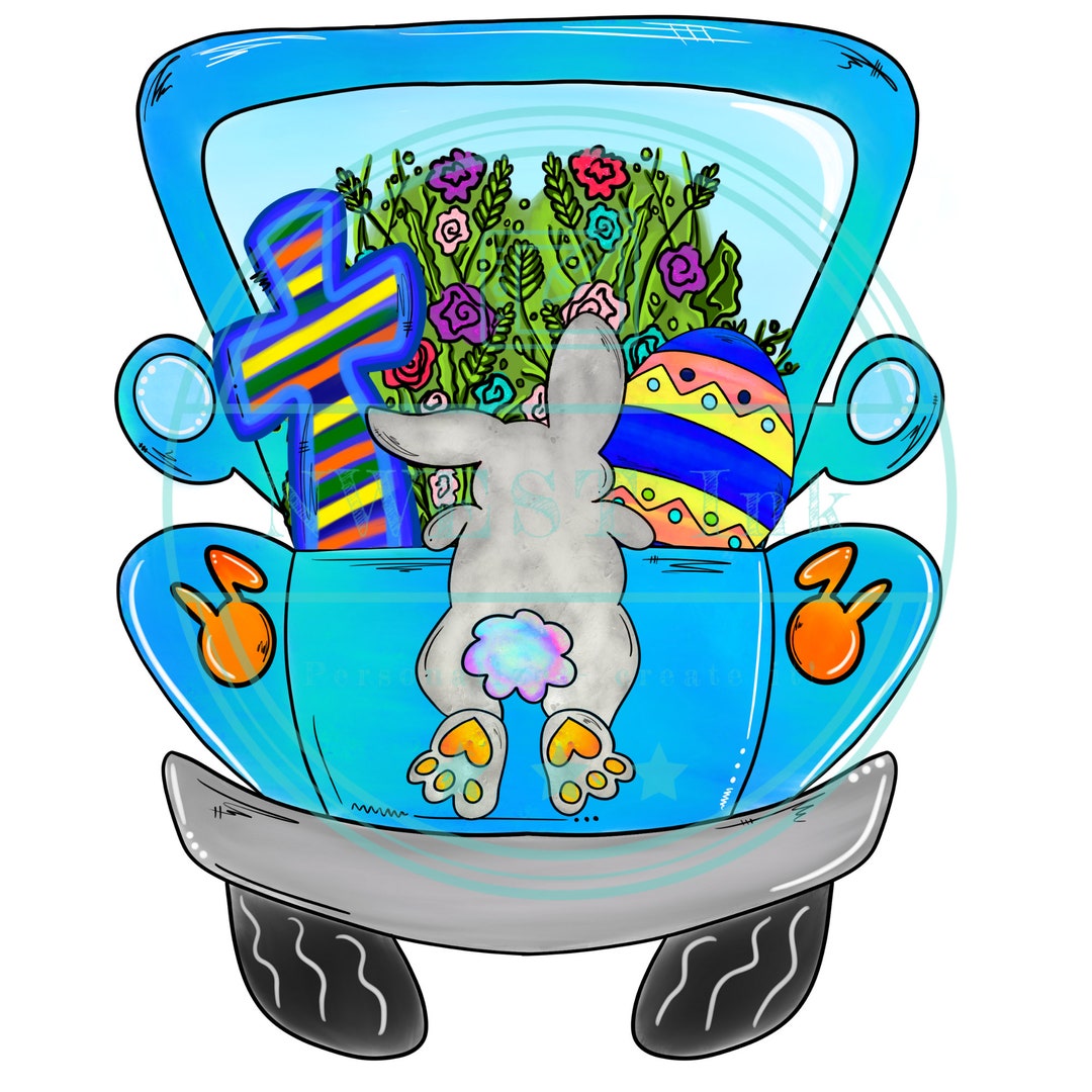 Vintage Truck Clipart, Easter Bunny, Png File, Sublimation Designs ...