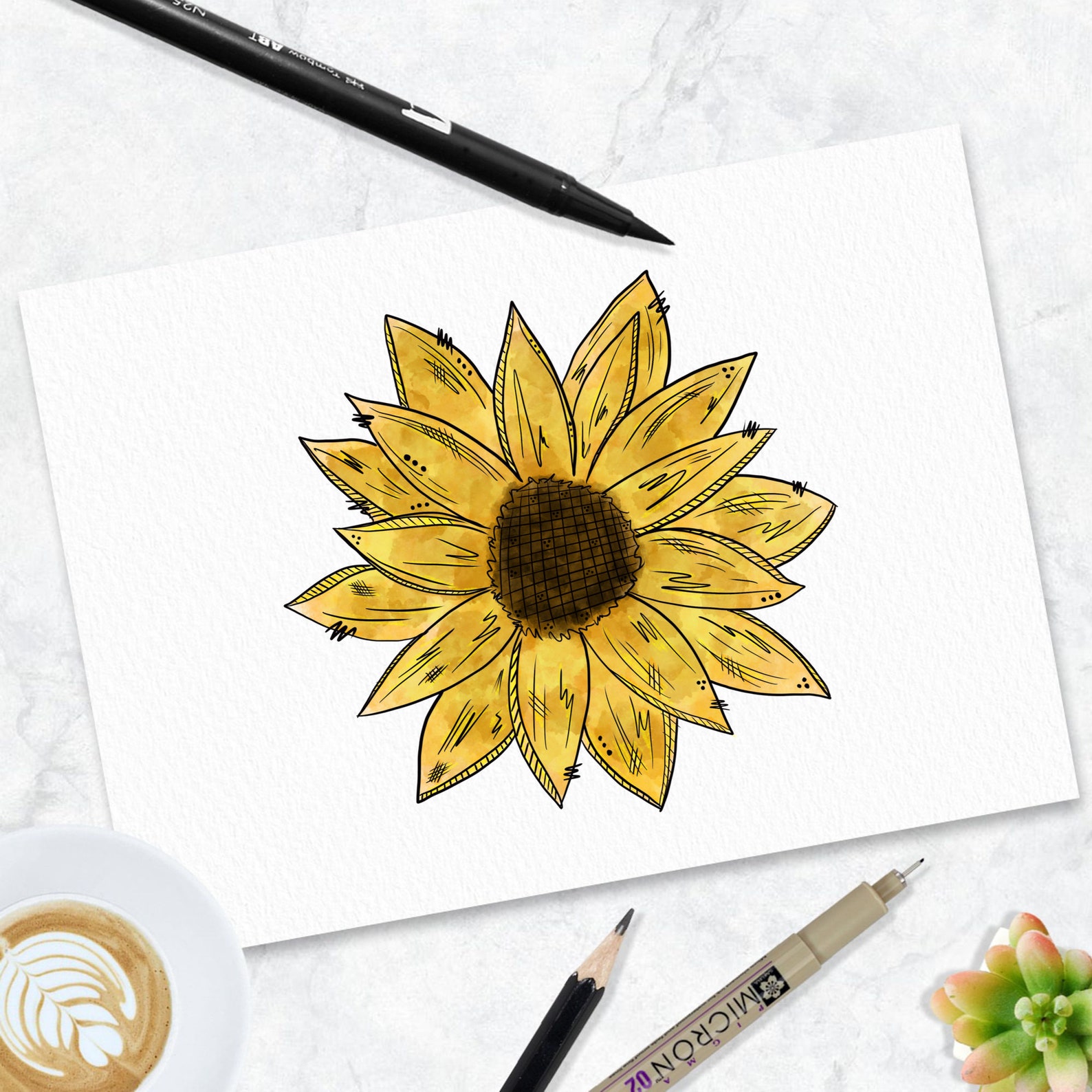 Sunflower Clipart 3 Sunflower Png Watercolor Painting Hand - Etsy