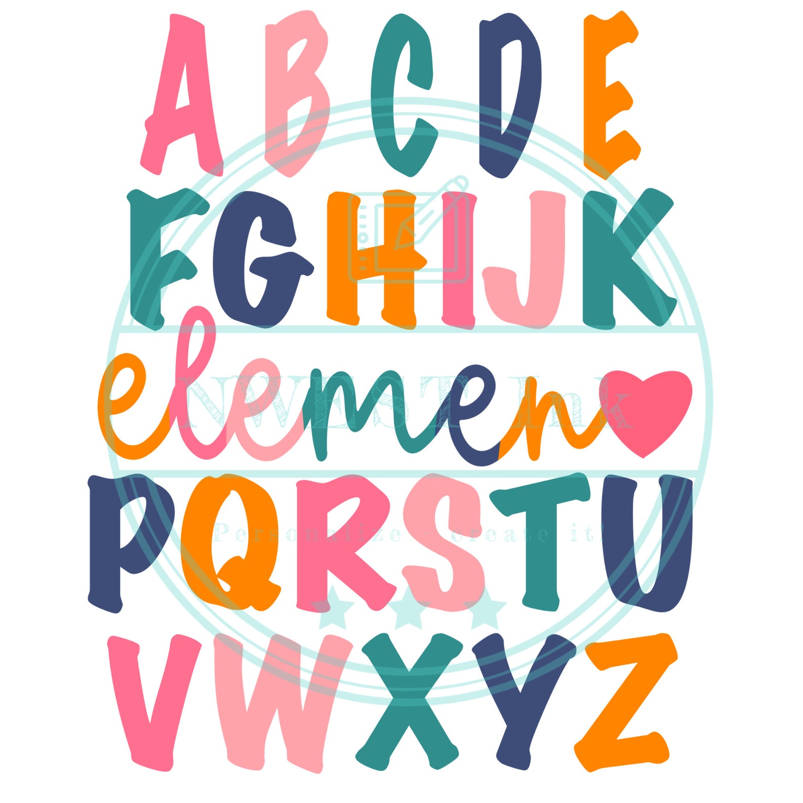 Alphabet School Clipart Png Files For, Digital Download, Instant ...