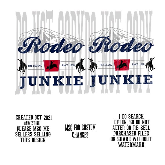Rodeo Junkie Cowboy Beer Sublimation Designs Downloads Png | Etsy