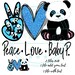 Panda Clipart, Peace Love, Png File, Sublimation Designs Downloads See ...